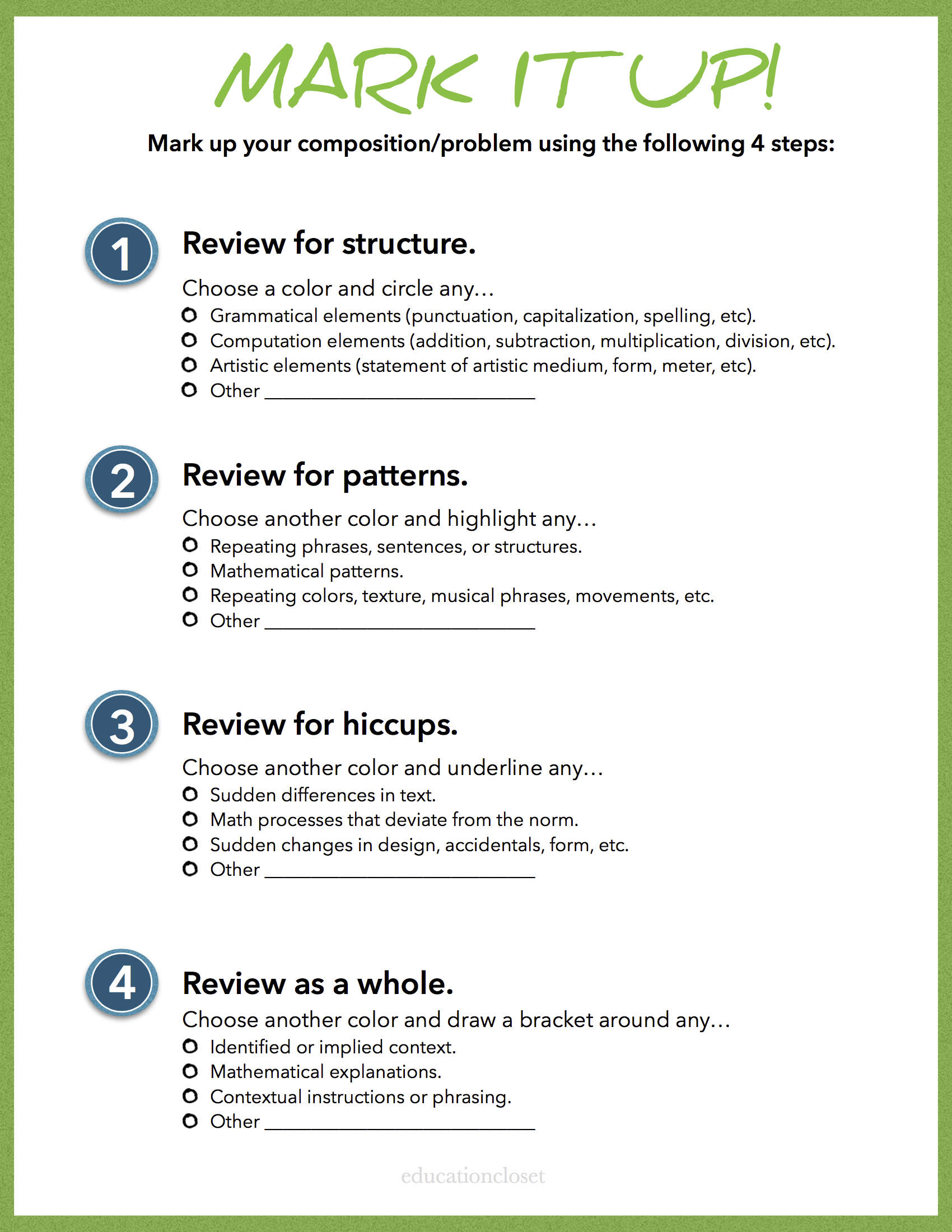 Mark It Up Strategy | Classroom Strategy | Education Closet