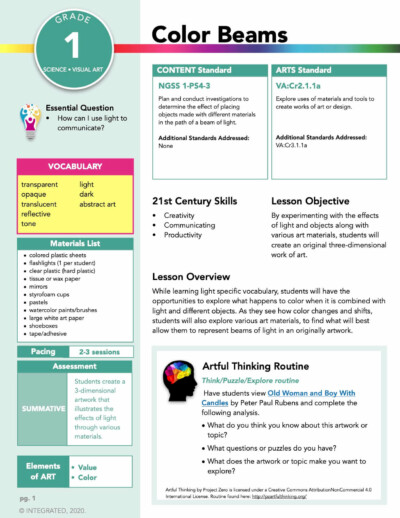 Color Beams - 1st Grade Science and Art Lesson
